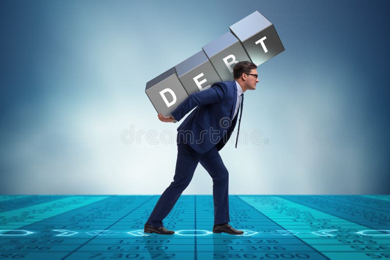 The Businessman Under Heavy Debt Burden Stock Photo - Image of help ...