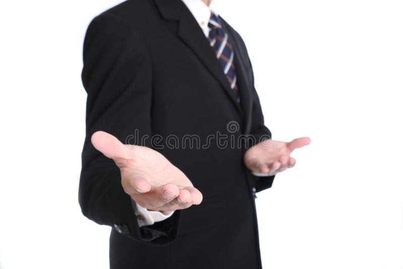 Businessman Use Empty Hand for Your Add Something for Show Stock Image ...