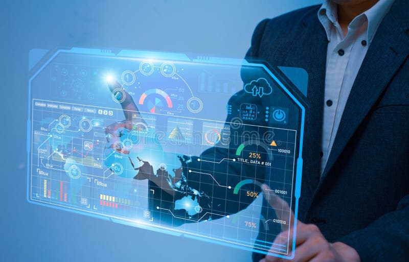 Businessman Use Interface Screen,concept Data Science Analytics ...