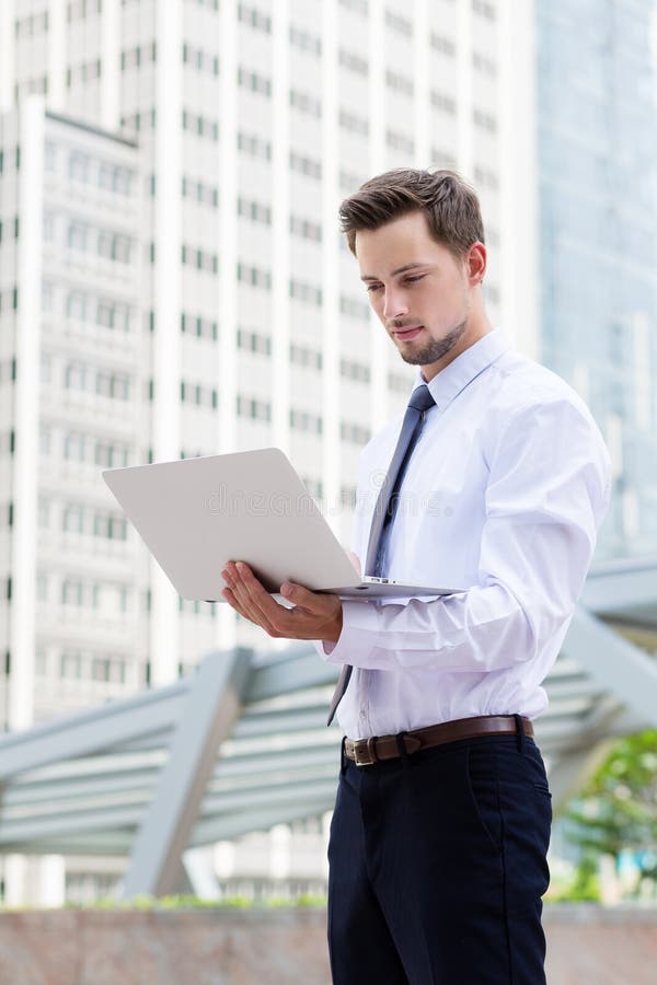 Businessman Use of Laptop Computer Stock Image - Image of commercial ...