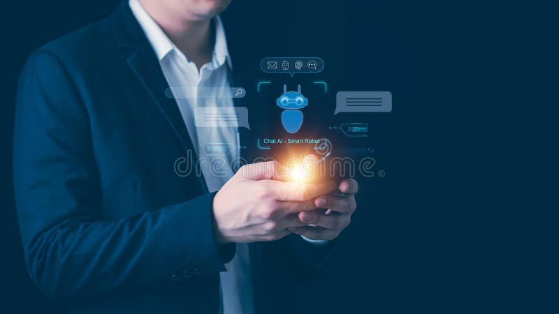 Businessman Use Smart Phone To Chat with Artificial Intelligence (AI ...