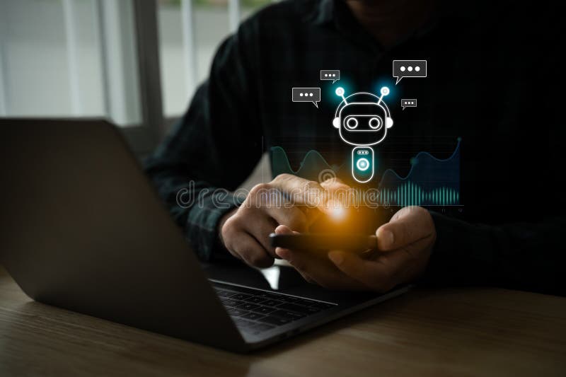 Businessman Use Smartphone Mobile Phone with Digital Chatbot, Chat GPT ...