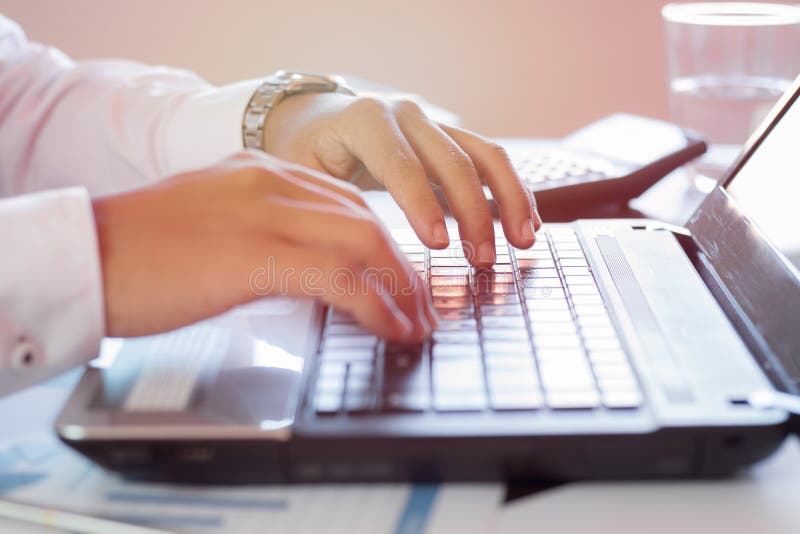 Businessman Use and Working on Notebook in Office, Concept As in Stock ...