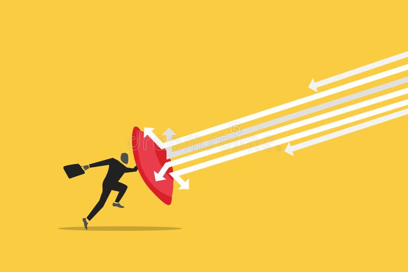 The Businessman Used the Shield To Resist the Falling Arrow. Flat ...