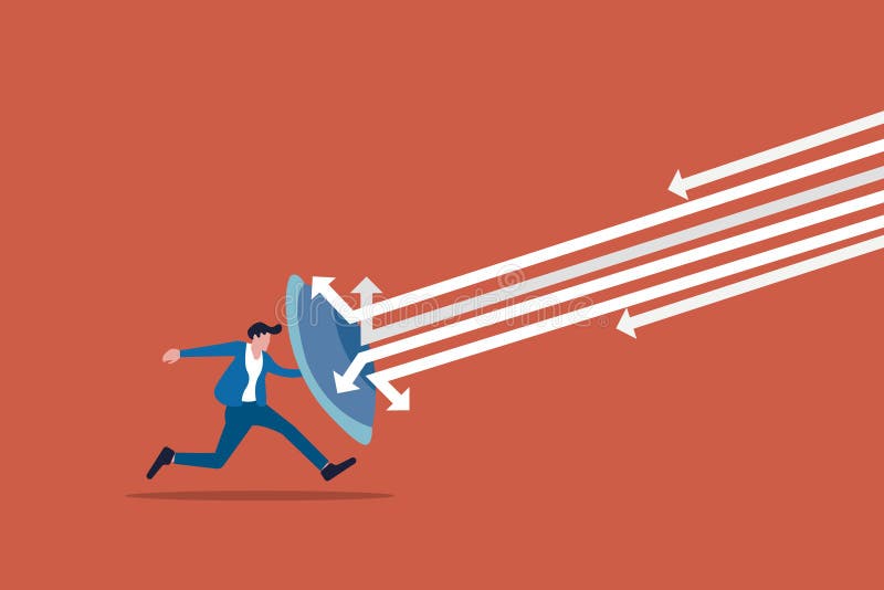 The Businessman Used the Shield To Resist the Falling Arrow Stock ...