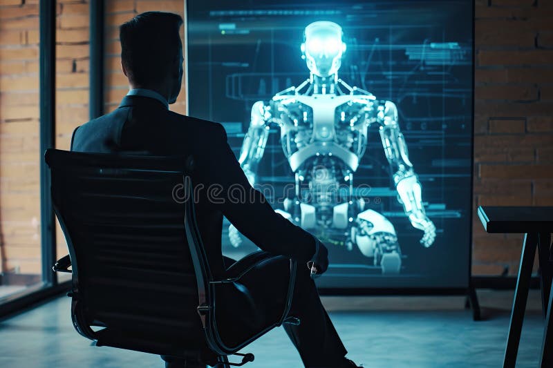 A Businessman Uses an AI Assistant To Analyze Work Processes ...