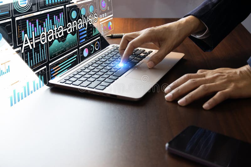 Businessman Uses AI Program To Analyze Data Stock Photo - Image of ...