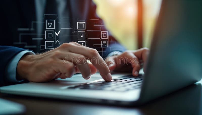 Businessman Using Laptop for Digital Project Management in Construction ...