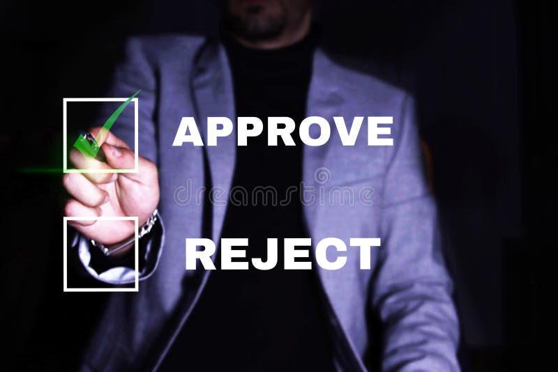 Businessman Uses the Pen To Check the Correct Box To Approve the ...