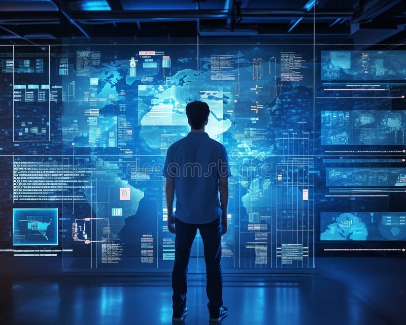 Businessman Uses Virtual Reality Mixed with Artificial Intelligence ...