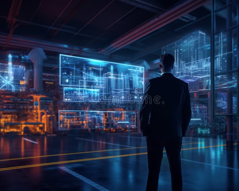 Businessman Uses Virtual Reality Mixed with Artificial Intelligence ...