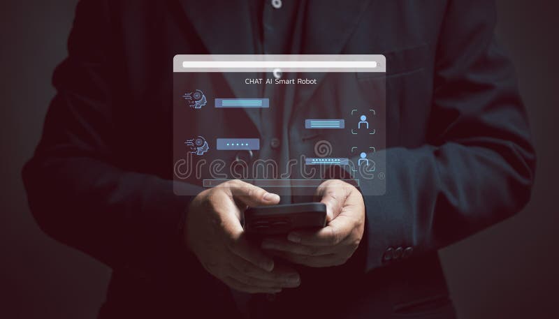 Businessman Uses Virtual Screen To Interact with AI Chat Bot by Phone ...