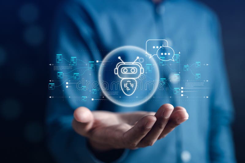 Businessman Using Ai Technology. Chat Bot with AI Artificial ...