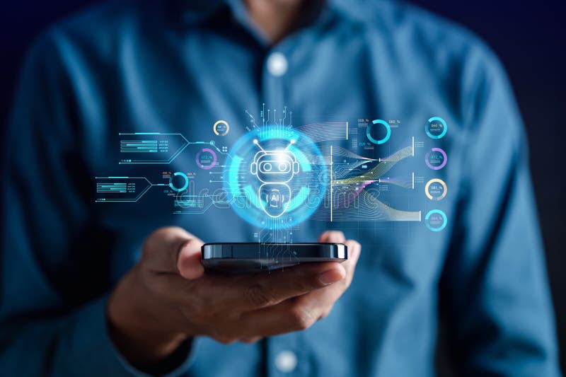 Businessman Using Ai Technology. Chat Bot with AI Artificial ... Businessman Using Ai Technology. Chat Bot with AI Artificial ...
