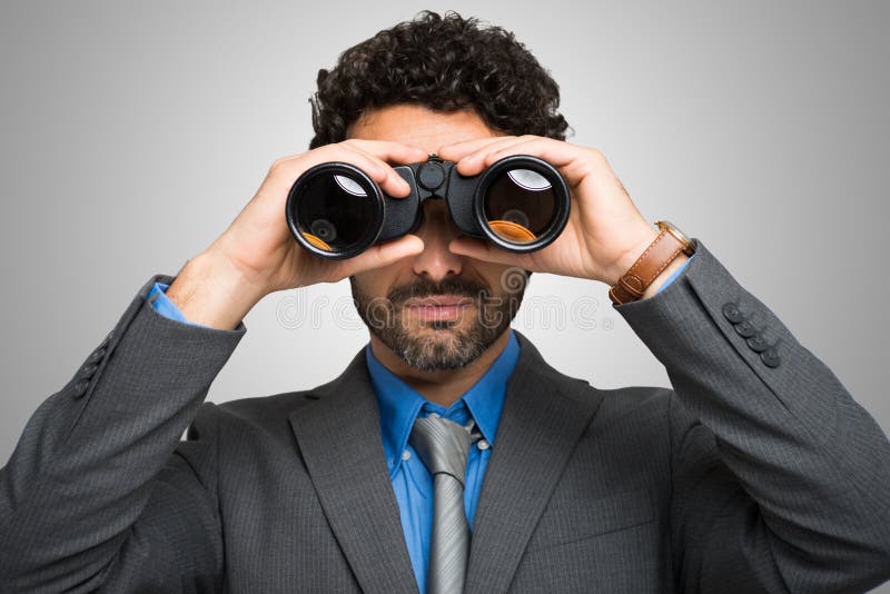 Businessman Using Binoculars Stock Image - Image of management, hire ...