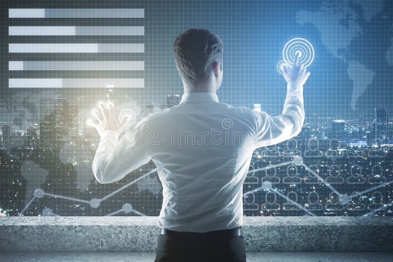 Businessman Using Business Interface Stock Image - Image of city ...