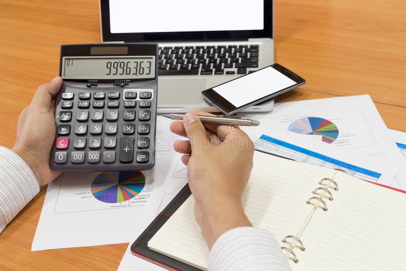 Businessman Using Calculator for Working Stock Photo - Image of ...