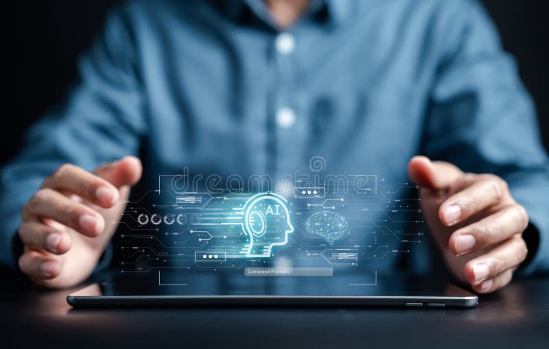 Chat GPT Chat with AI Artificial Intelligence. Businessman Using ...