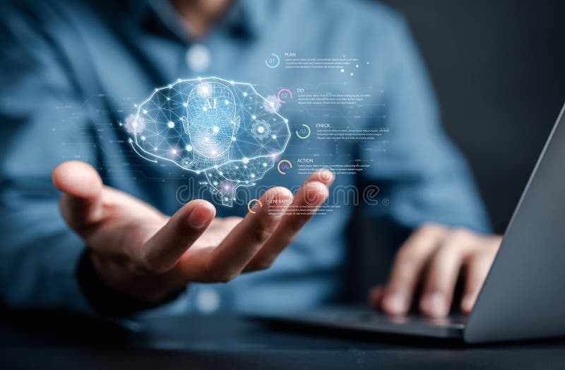 Businessman Using Chat Bot Intelligence Ai. Chat with AI Artificial ...