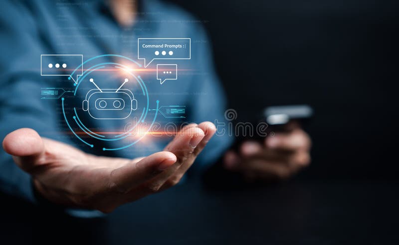 Businessman Using Chat Bot Intelligence Ai. Chat with AI Artificial ...