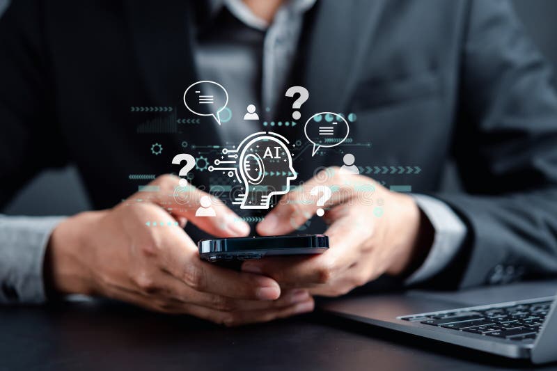 Ai Technology System. Businessman Using Chat Bot Intelligence Ai Stock ...