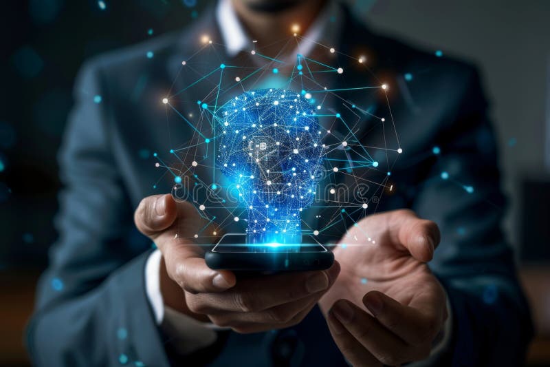 Businessman Using Chatbot in Smartphone Intelligence Ai, Chat with AI ...