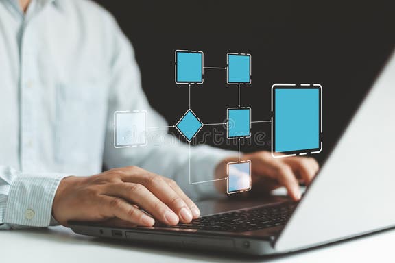 Businessman Using a Computer Analysis for Process and Workflow ...