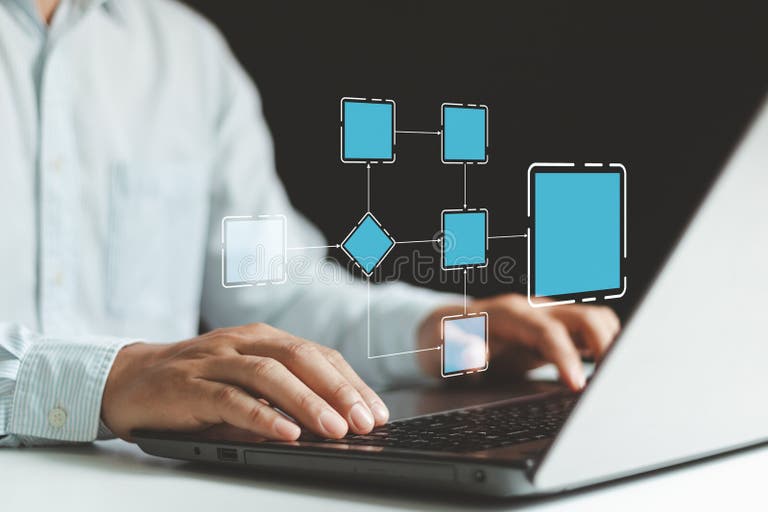 Businessman Using a Computer Analysis for Process and Workflow ...
