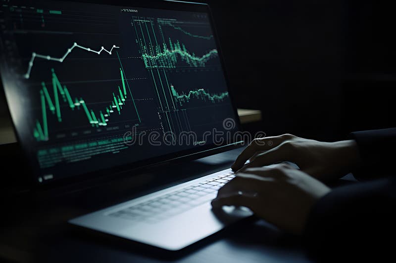 Businessman Using a Computer with Graph Growth Analysis on Virtual ...
