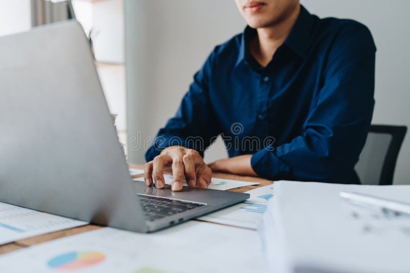 Businessman Using Computer Laptop with Planning Working on Financial ...