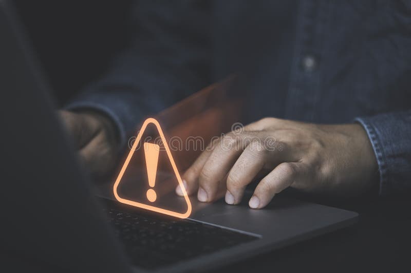 Red Triangle Caution Warning Sign on Hand for Maintenance Notification ...