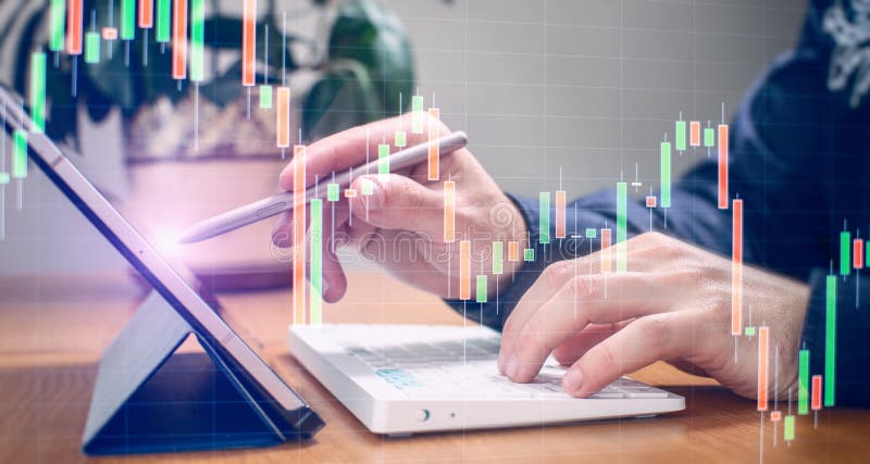 Businessman Using Computer Laptop for Trading Forex Exchange and Money ...