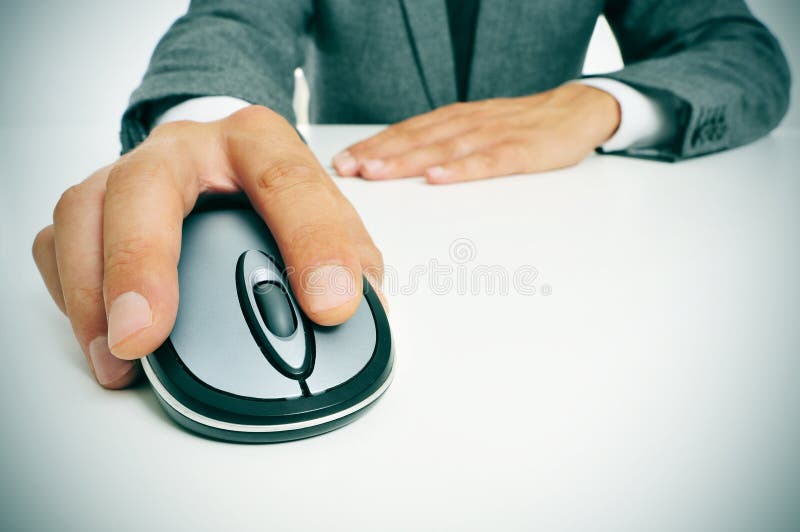Businessman Using a Computer Mouse Stock Photo - Image of bureau ...
