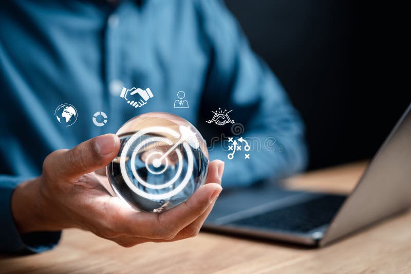 Businessman Using Computer Planning Development Leadership and Customer ...