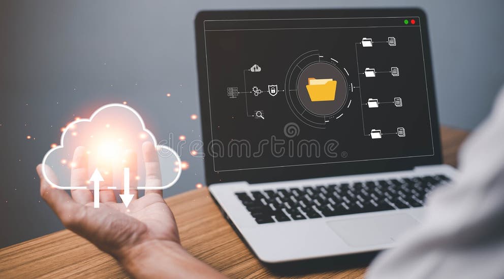 Businessman Using a Computer To Document Management Concept, Online ...