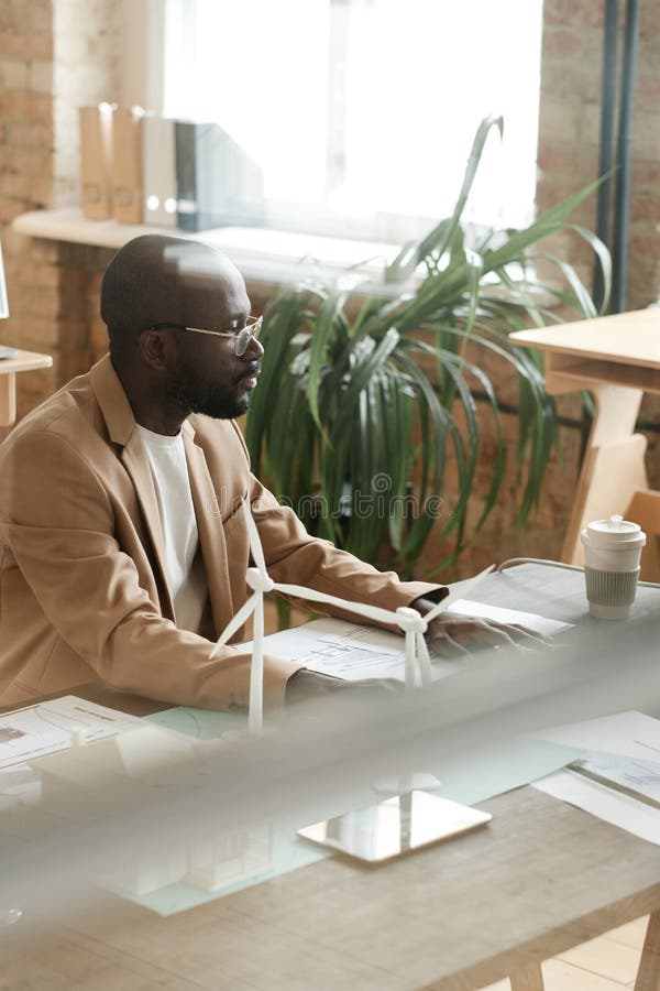 Businessman Using Computer at Work at Office Stock Image - Image of ...