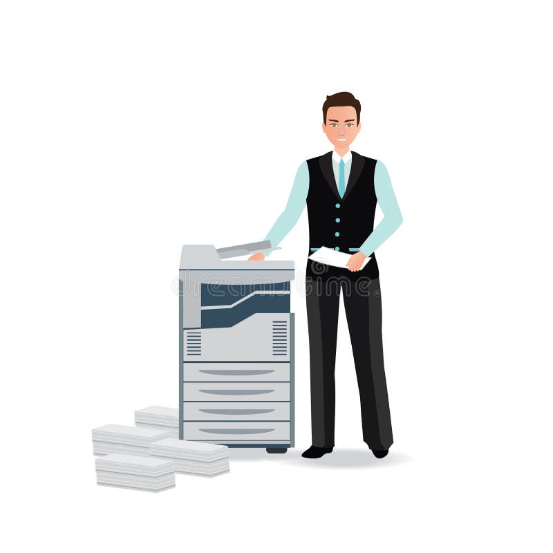 Businessman Using Copy Machine or Printing Machine Stock Vector ...