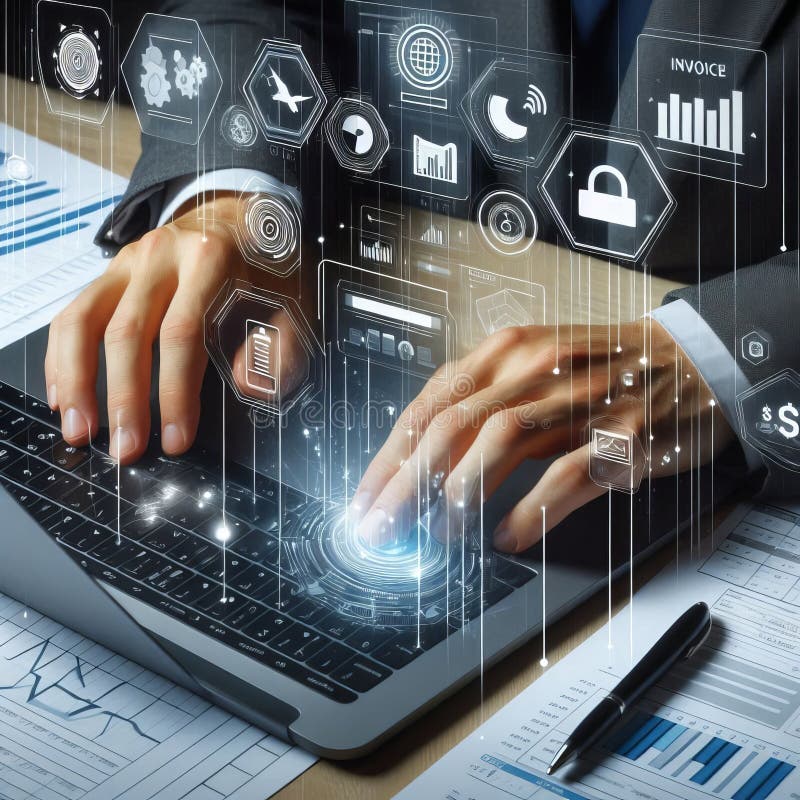 Businessman Using Data Visualization Tools on Laptop W Stock ...