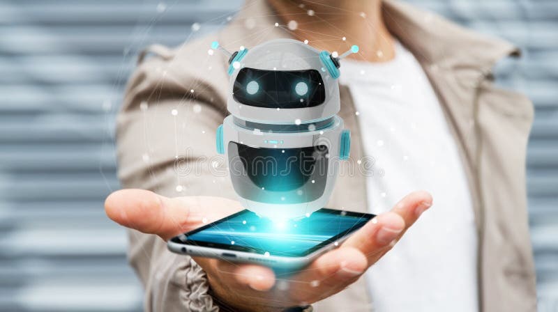 Businessman Using Digital Chatbot Robot Application 3D Rendering Stock ... Businessman Using Digital Chatbot Robot Application 3D Rendering Stock ...