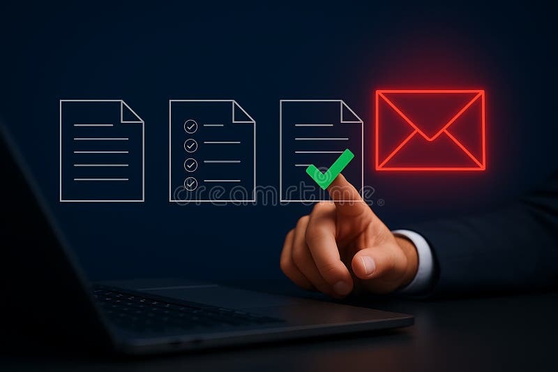 Businessman Using Digital Interface To Check Documents with Checkmarks ...