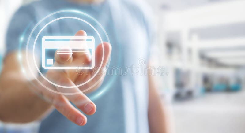 Businessman Using Digital Payment Interface 3D Rendering Stock ...