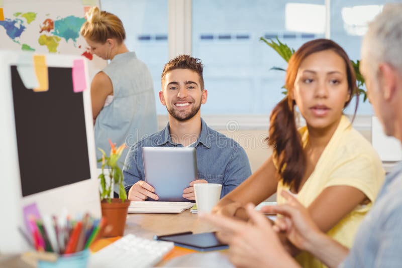 Businessman Using Digital PC Surrounded with Colleagues Stock Image ...
