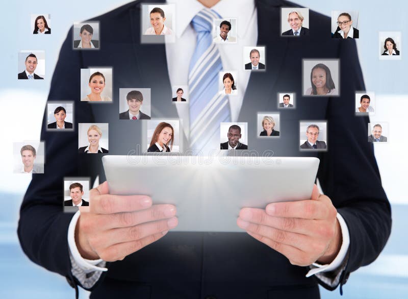 Businessman Using Digital Tablet Representing Communication Stock Photo ...