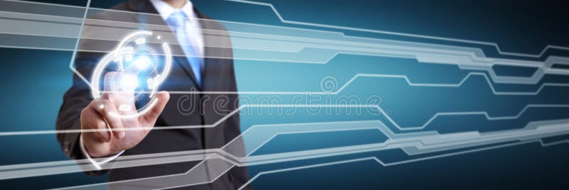 Businessman Using Digital Tactile Screen Interface Stock Illustration ...