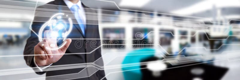 Businessman Using Digital Tactile Screen Interface Stock Illustration ...