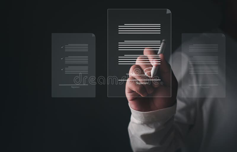 Businessman Using Electronic Pen Sign Signature on Electronic Signature ... Businessman Using Electronic Pen Sign Signature on Electronic Signature ...
