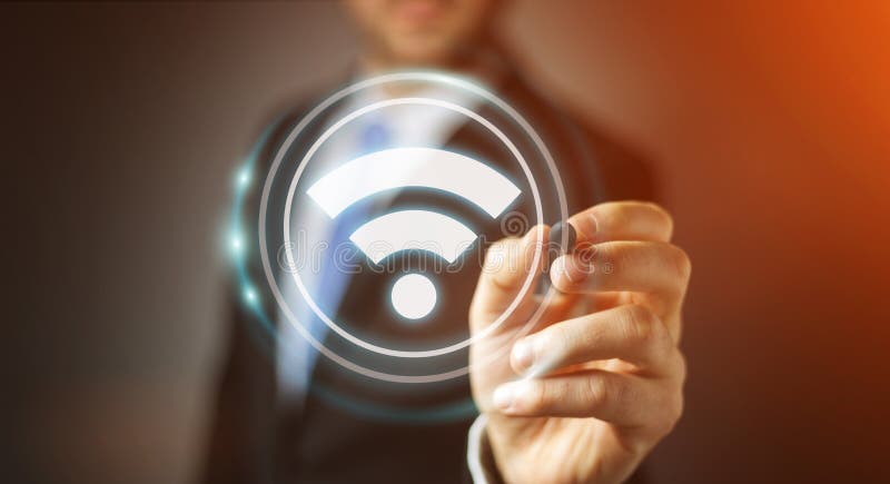 Businessman Using Free Wifi Hotspot Interface 3D Rendering Stock ...