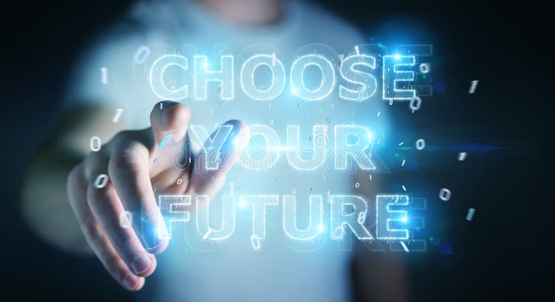 Businessman Using Future Text Interface 3D Rendering Stock Illustration ...