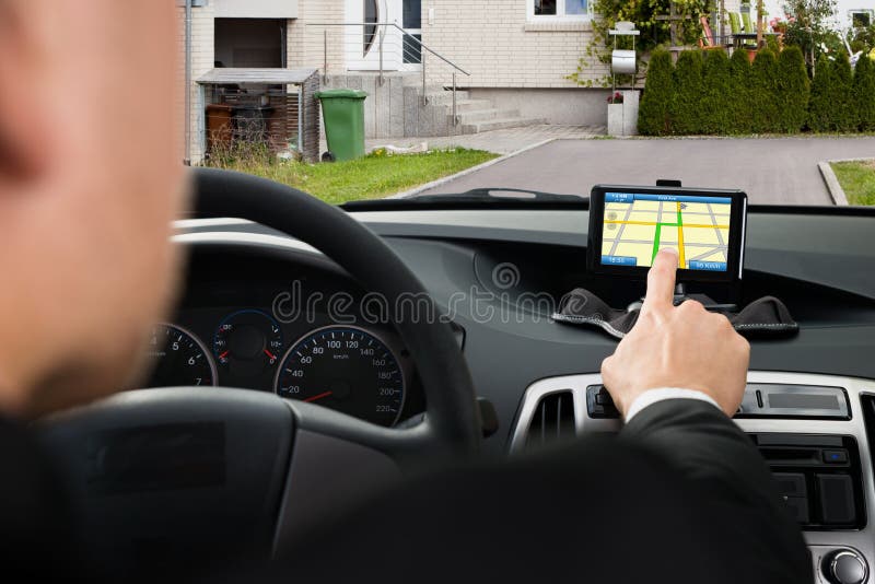 Businessman Using Gps Navigation System in Car Stock Photo - Image of ...