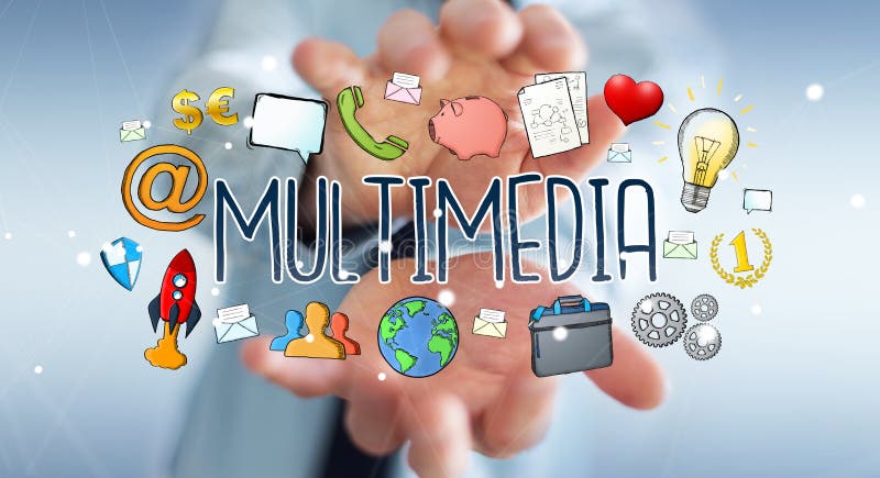 Businessman Using Hand-drawn Multimedia Technology Presentation Stock ...